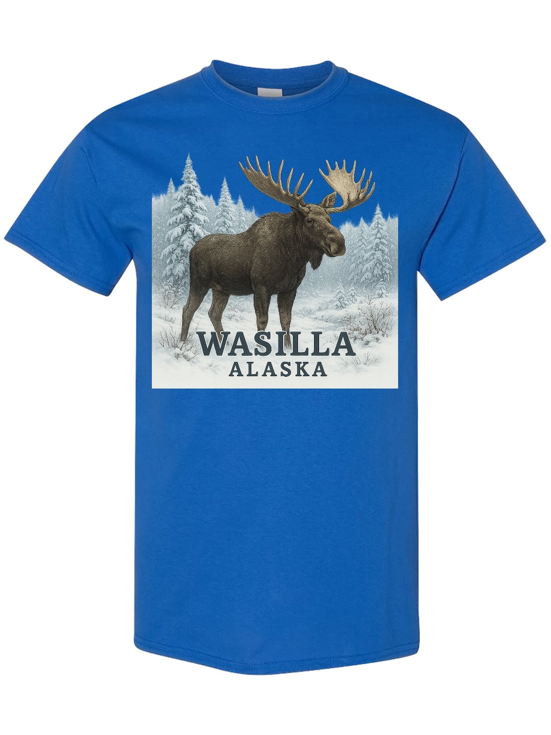 Inktastic Wasilla Alaska Moose Winter Scene T-Shirt - Walmart.com