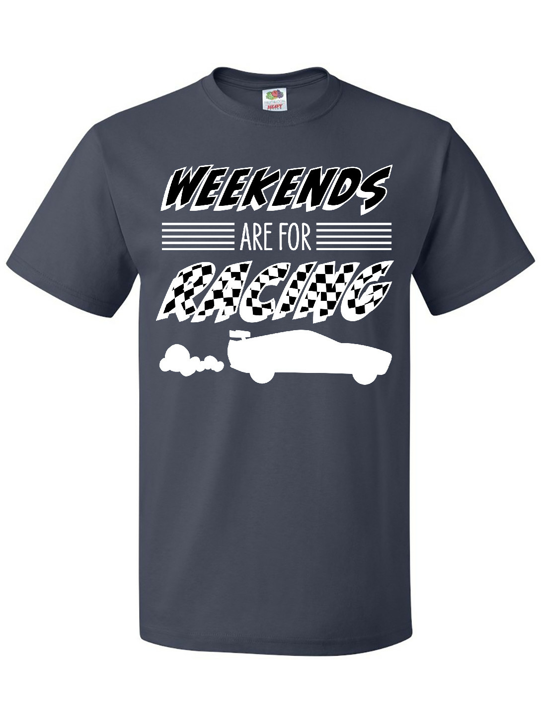 Inktastic Weekends Are for Racing Race Car Silhouette and Racing Flag T ...