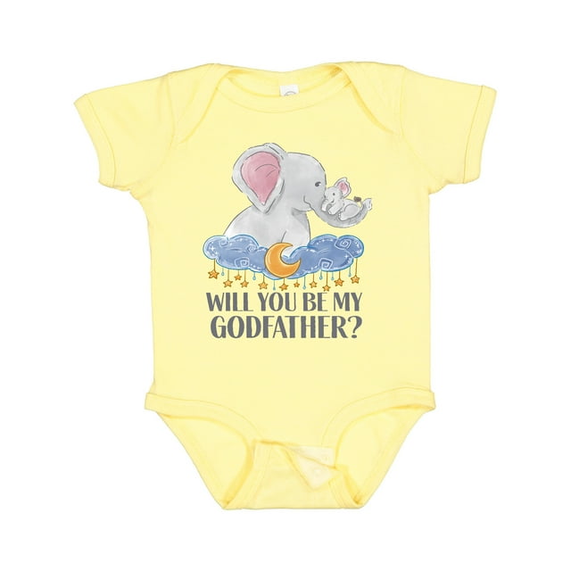 Inktastic Will You Be My Godfather? Elephants Moon and Stars Boys or Girls Baby Bodysuit ...