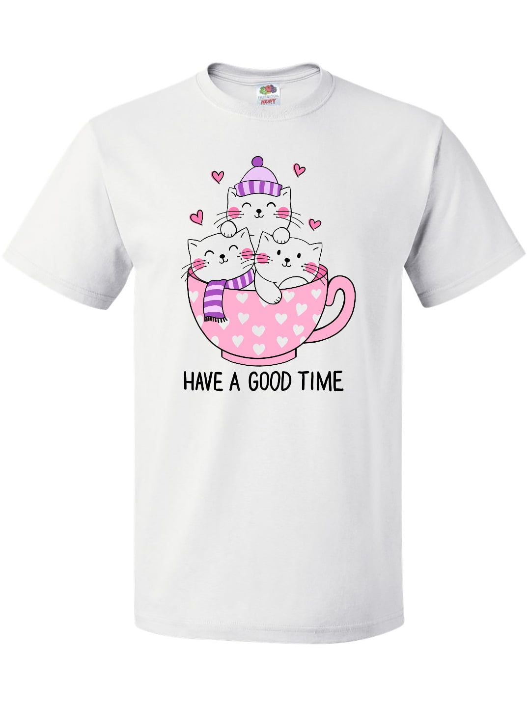 Inktastic Winter Cats in a Pink Teacup with Hearts T-Shirt - Walmart.com
