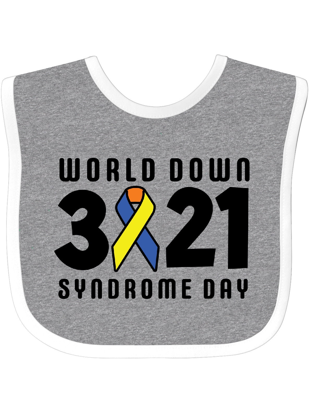 Inktastic World Down Syndrome Day 231 with Yellow and Blue Ribbon Boys or Girls Baby Bib ...