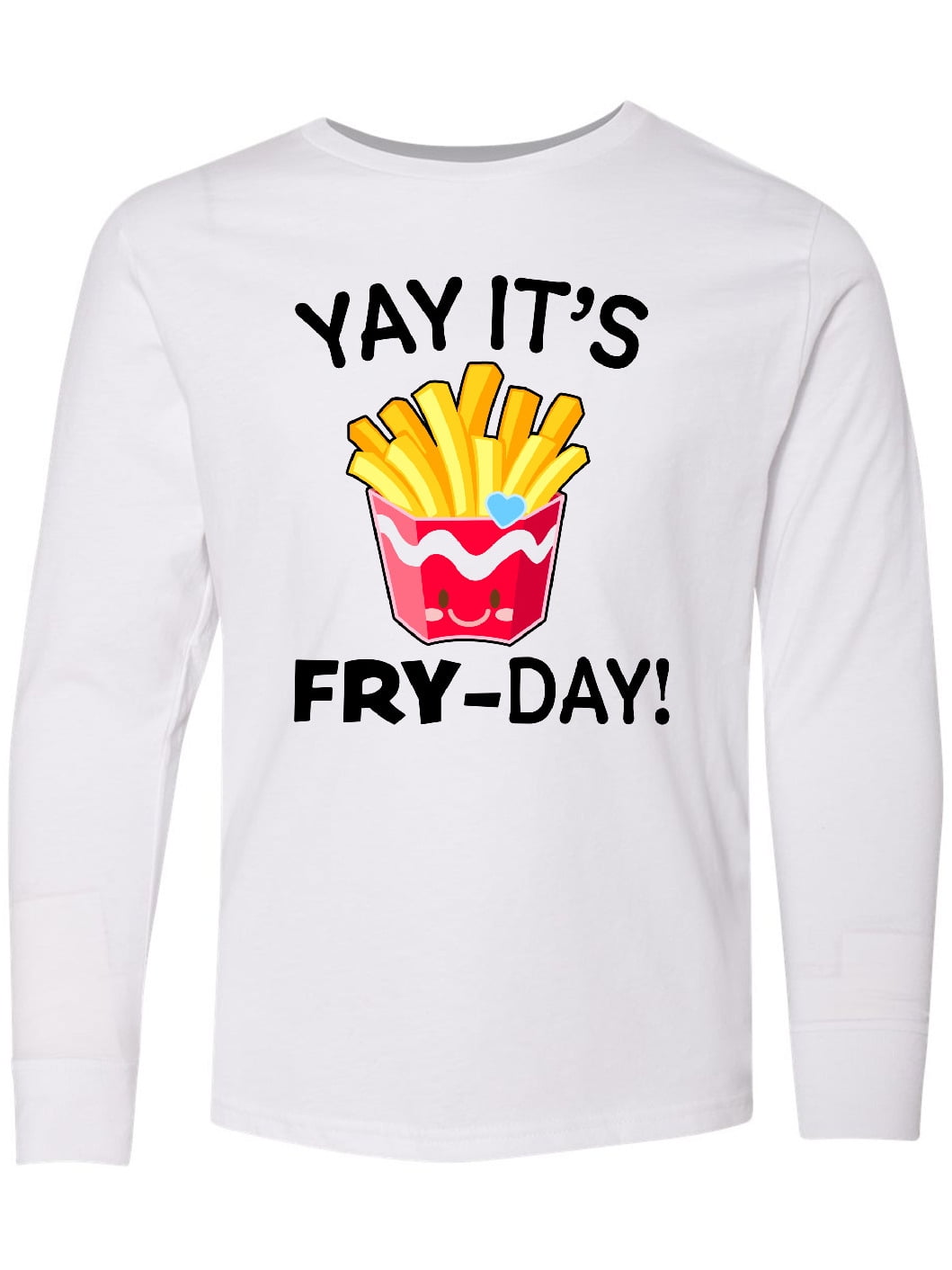 Inktastic Yay Its Fry Day with Cute French Fries Long Sleeve Youth T ...