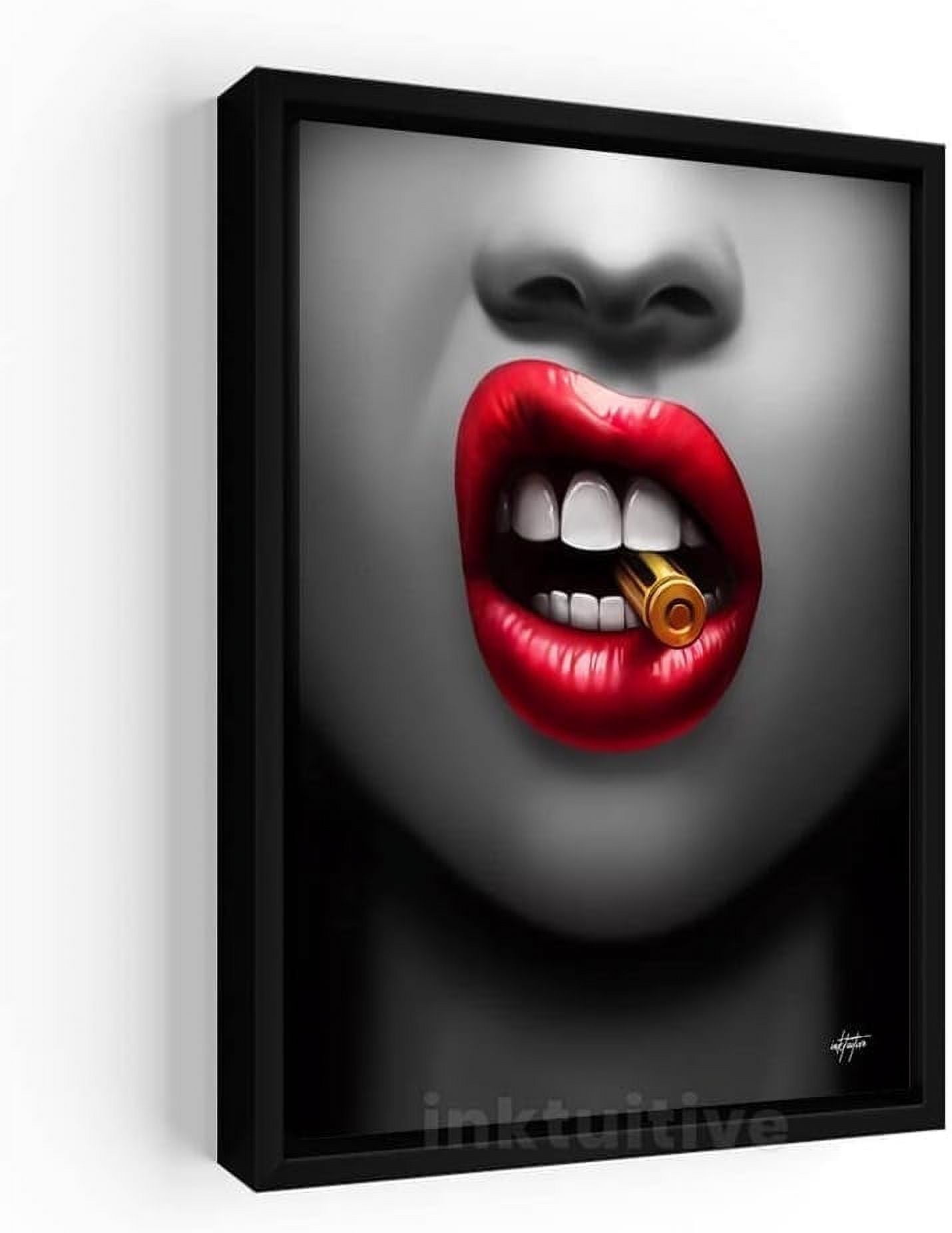 Inktuitive Bullet Kiss Inspirational Lips Canvas Print | Modern Wall ...