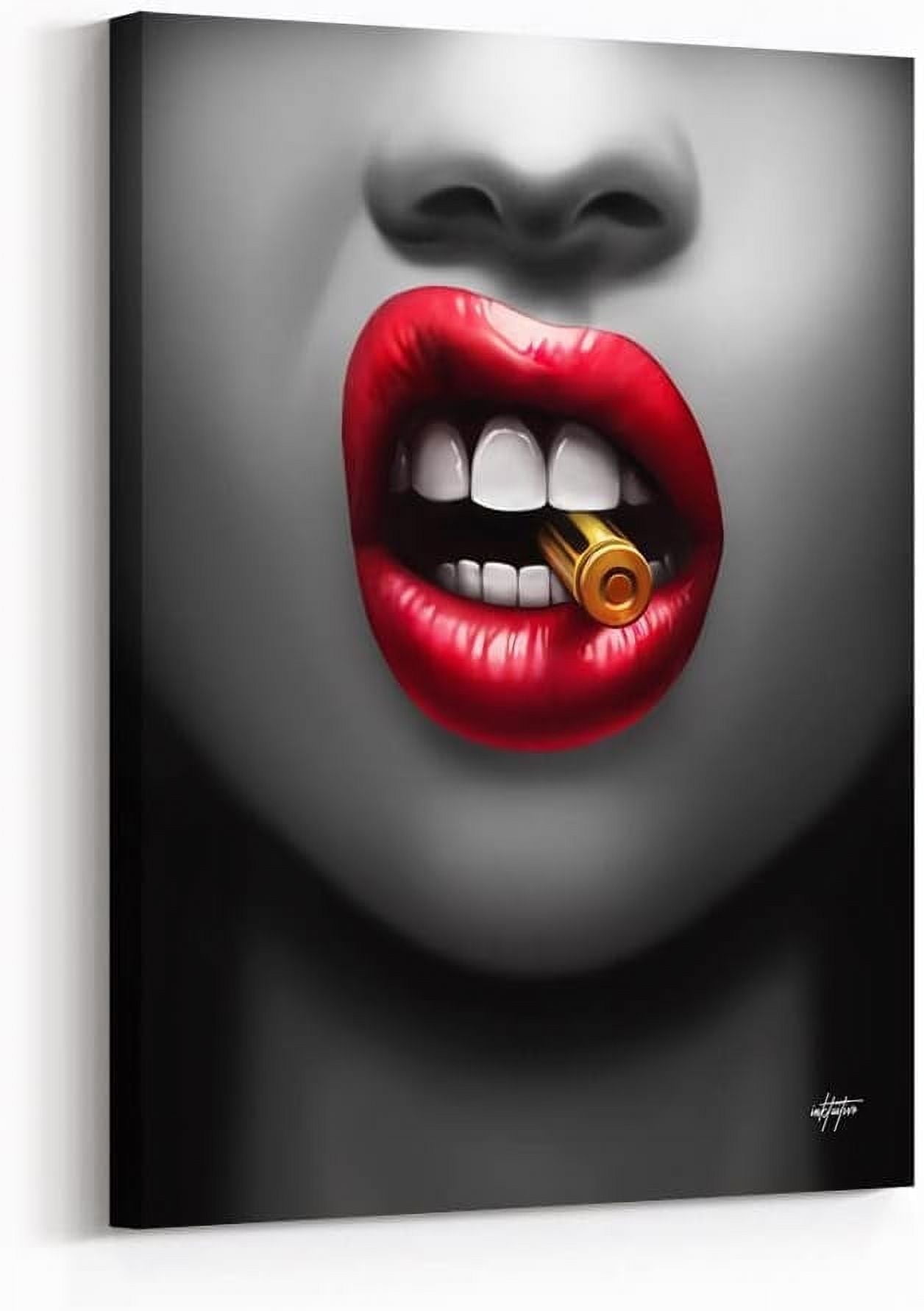 Inktuitive Bullet Kiss Inspirational Lips Canvas Print | Modern Wall ...