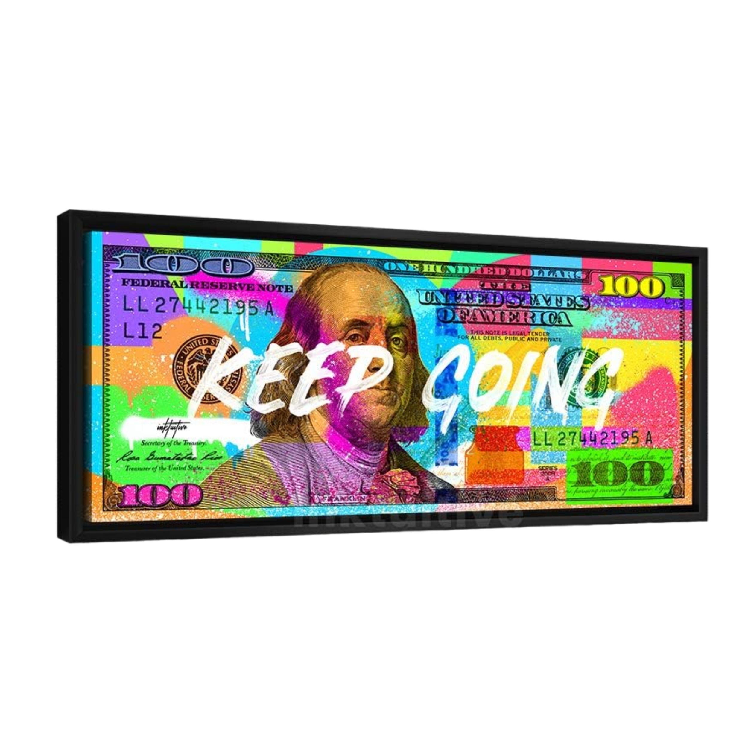Inktuitive Colorful Note Wall Art | 100 Dollar Bill Modern Canvas Print ...