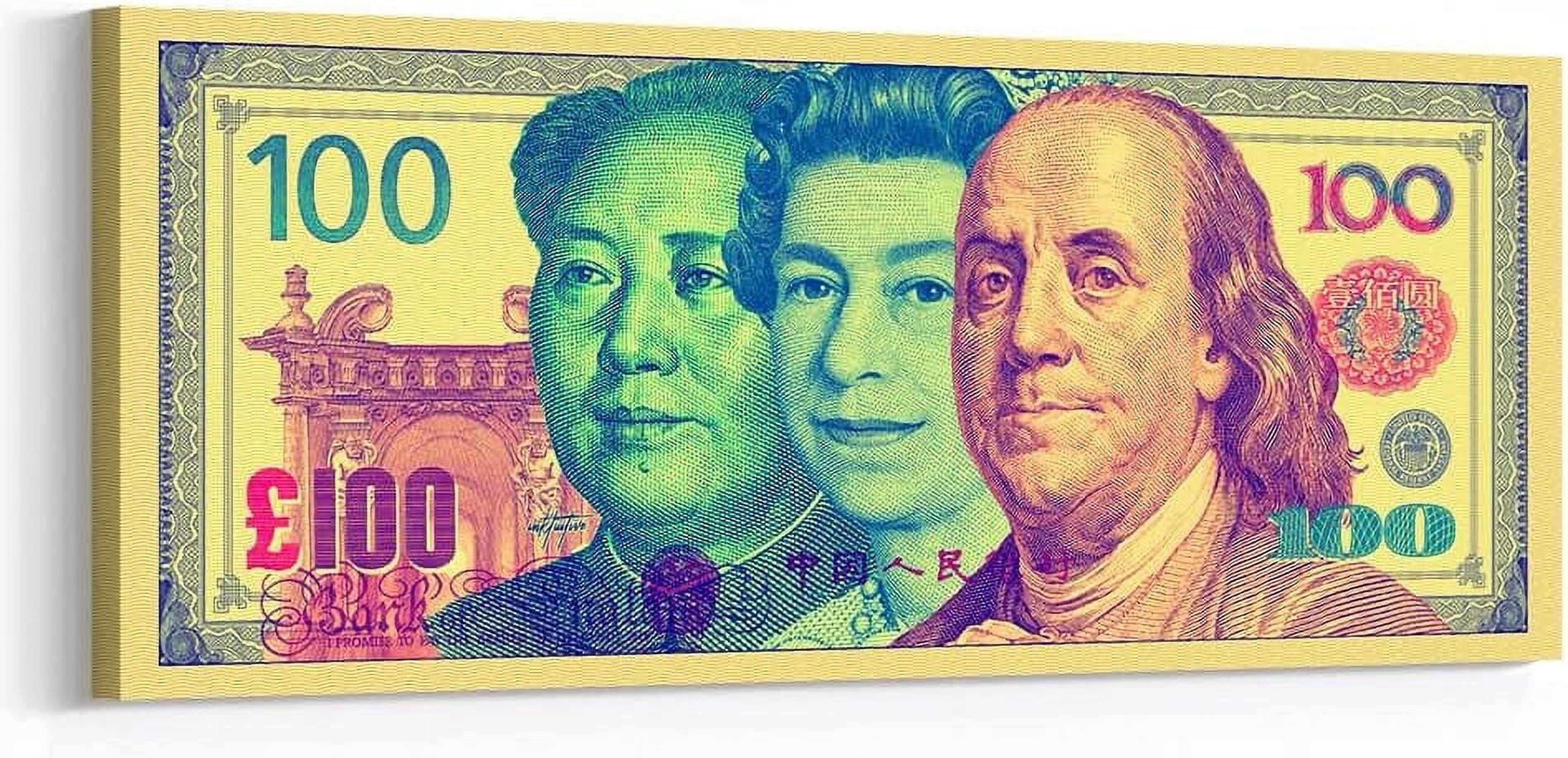 Inktuitive 'Currency Mashup' Inspirational Canvas Wall Art | 100 Bill ...