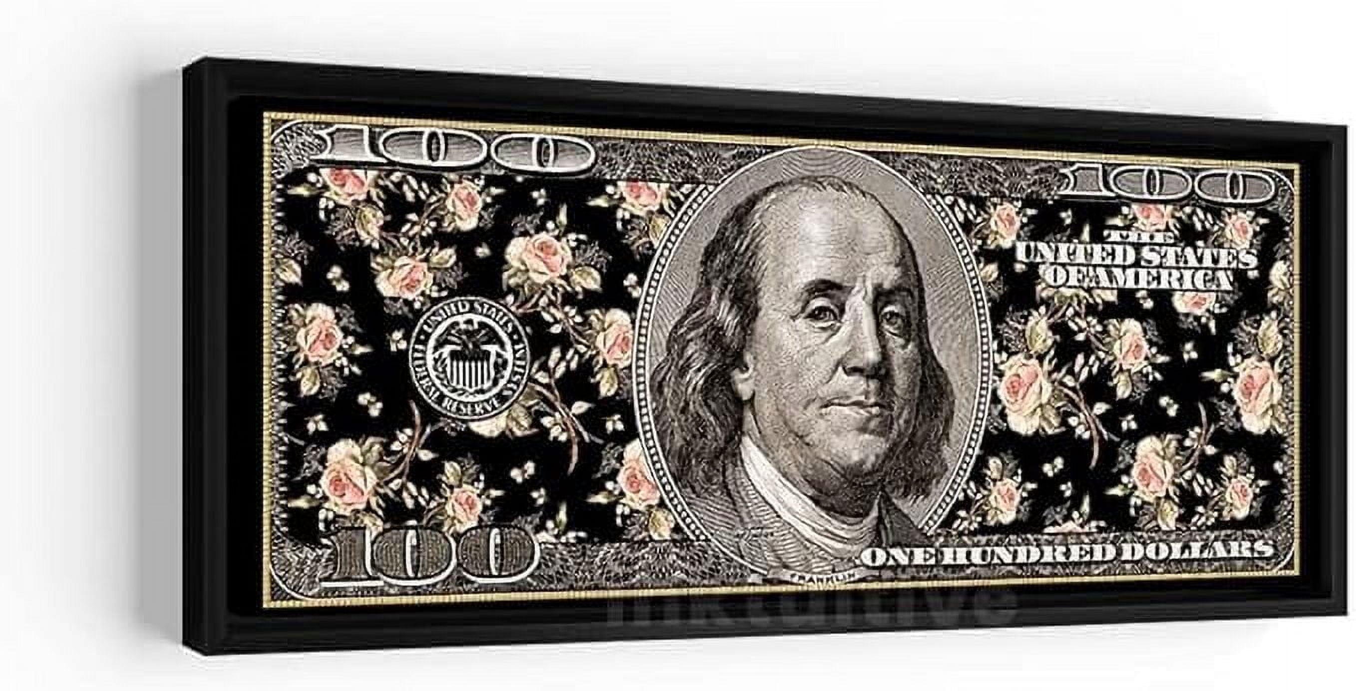 Inktuitive 'Floral Bills Pastel' 100 Dollar Bill Money Canvas Wall Art ...