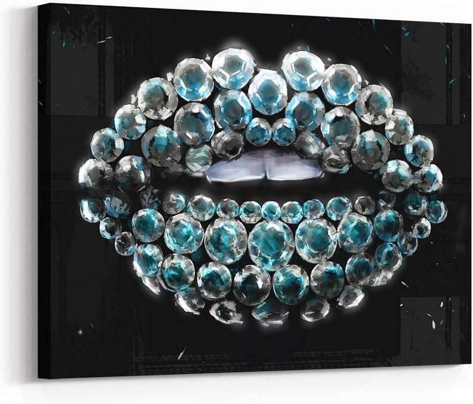 Inktuitive Lips 'Diamond Kiss' Canvas Art | Sparkling Lip Motivational ...