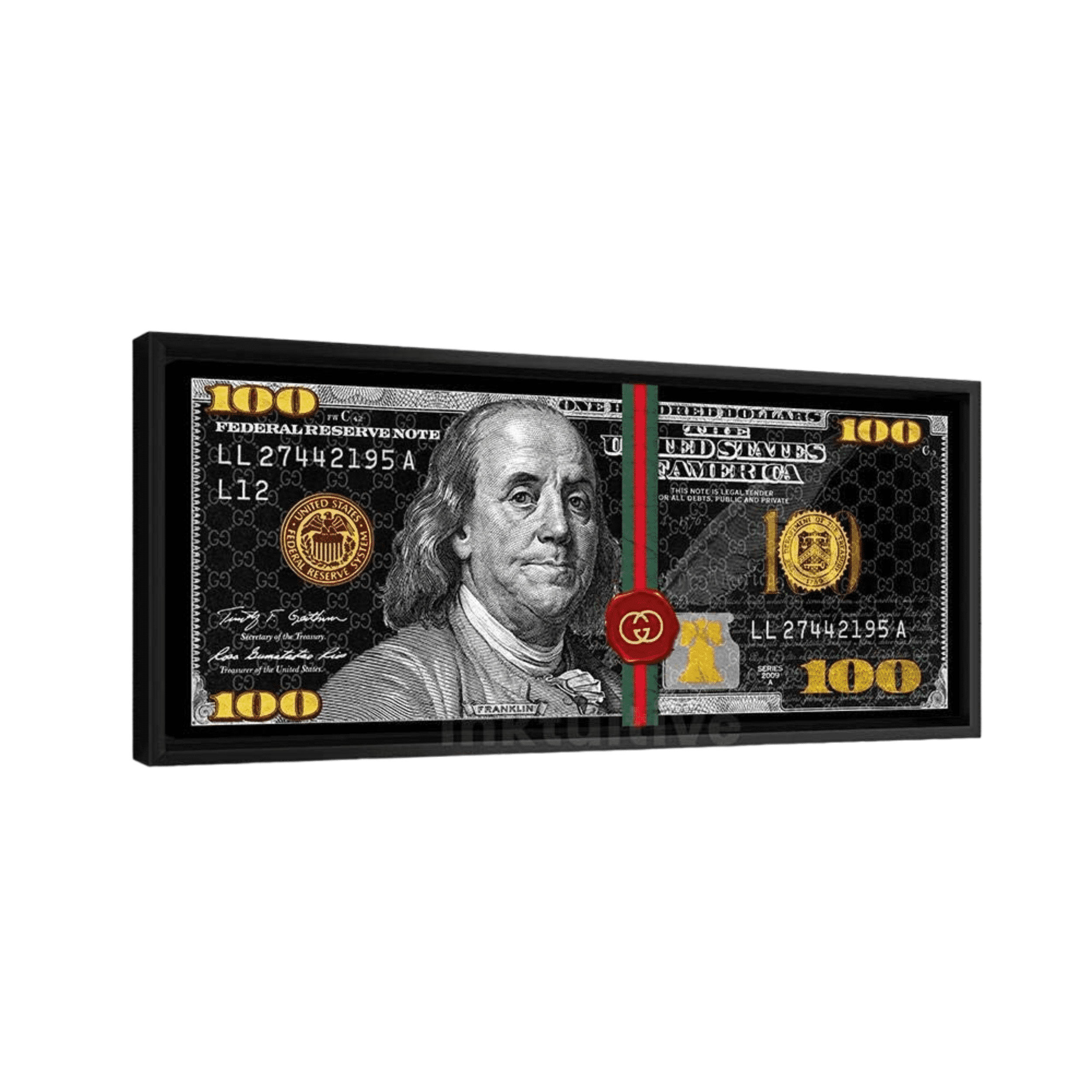Inktuitive 'Luxury Stacks' Wall Art | 100 Dollar Bill Canvas Print | 48 ...