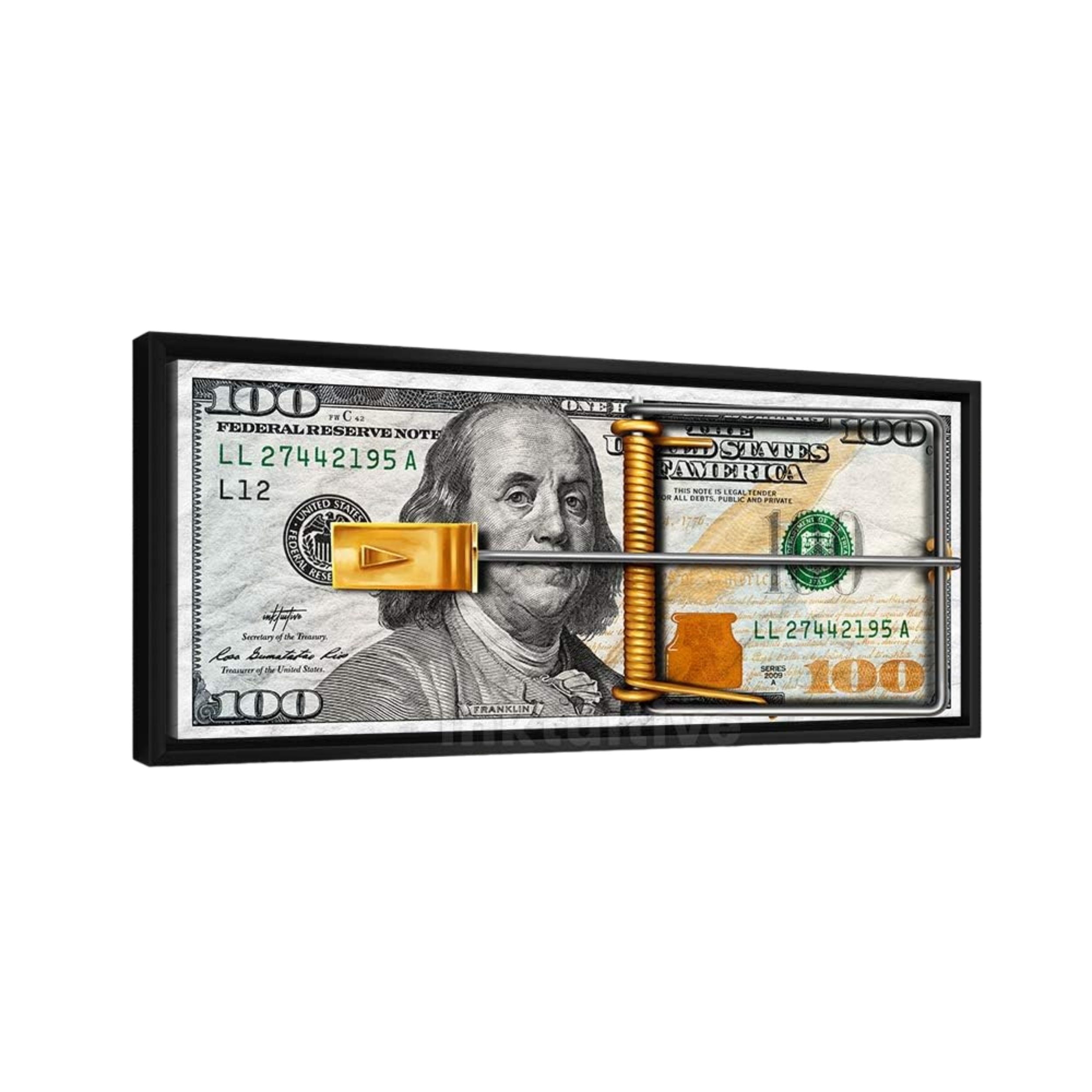 Inktuitive 'Mousetrap’ Wall Art | 100 Dollar Bill Canvas Print | 48 x ...