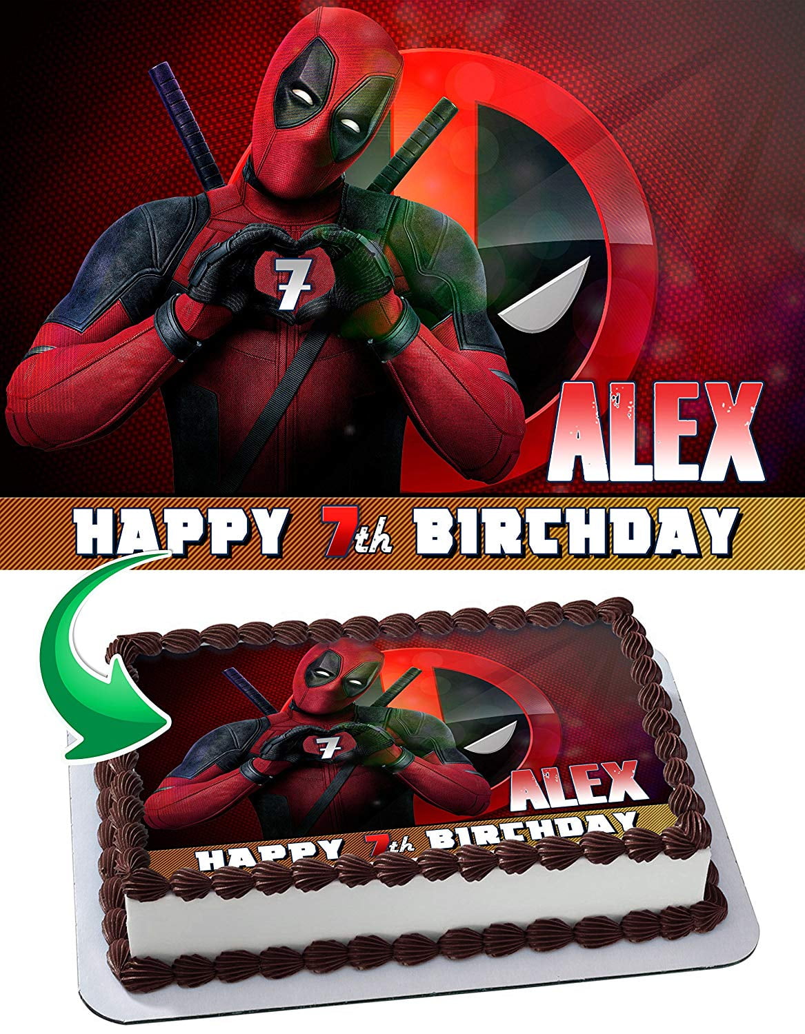 Inkuten Deadpool Edible Cake Topper, Customizable Frosting Decoration ...