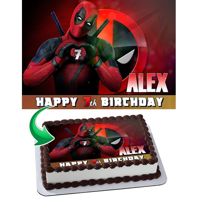 Inkuten Deadpool Birthday Edible Cake Topper, by Inkuten - Walmart.com