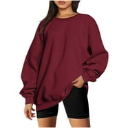 Oversized Hoodies for Women Side Split Tunic Sweatshirt Solid Color ...