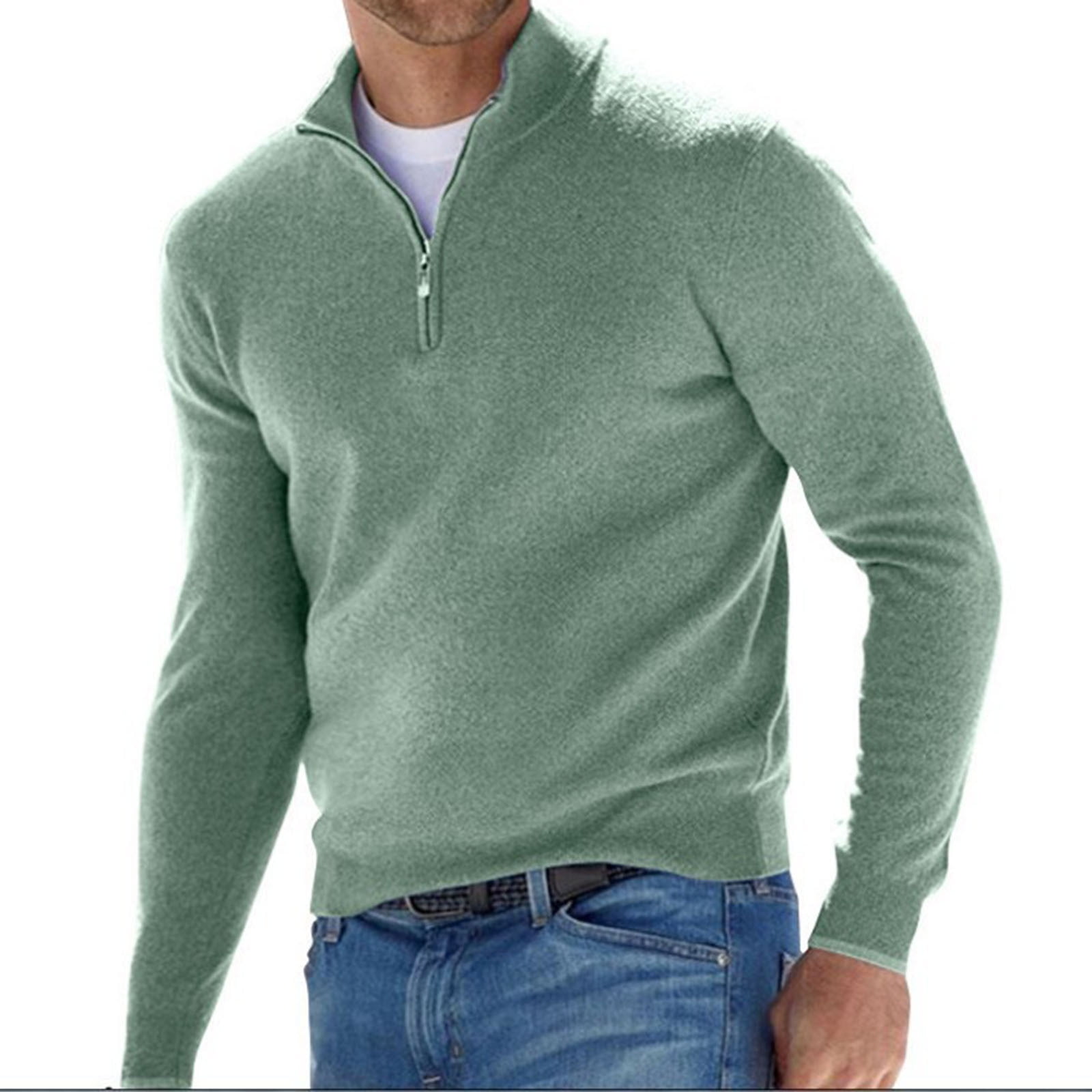 Inleife Mens Plus Size Sweaters, Fashion Men's Wool Sweater Stand Up ...
