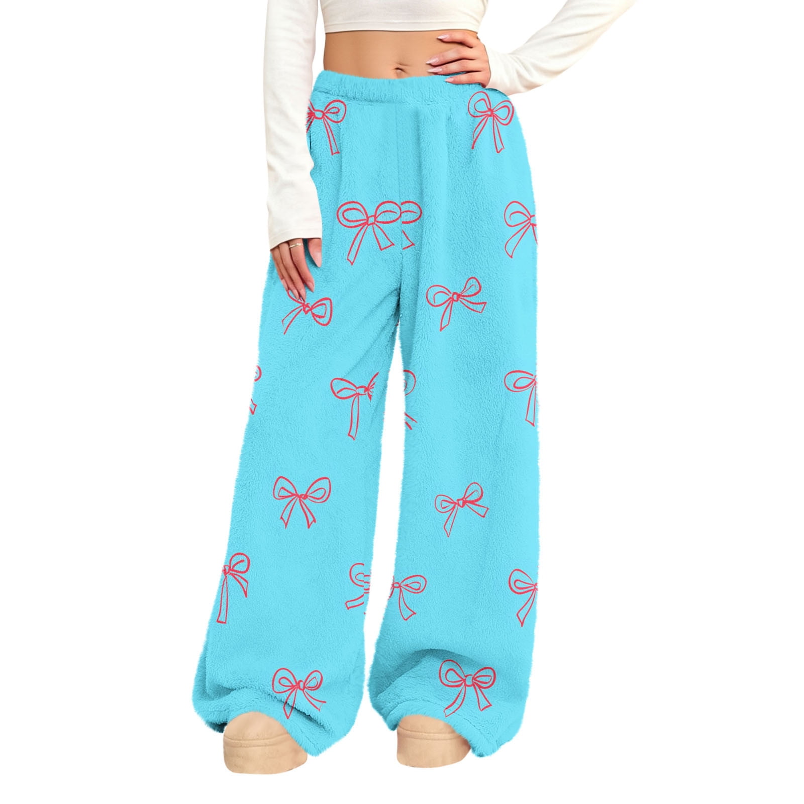 Inleife Women's Valentine's Day Bow Printing Pants Fashion Ladies ...