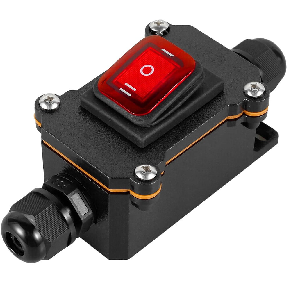 Inline Cord Switch 20A 12V IP67 Waterproof Power Cord Toggle Switch Red ...