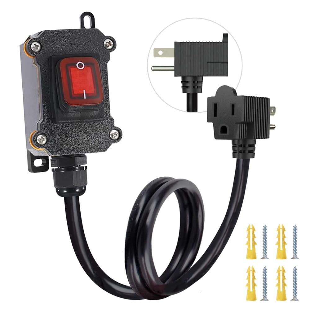 Inline Cord Switch with 3.3FT 14AWG Cable Piggyback Plug(3-Pronged ...