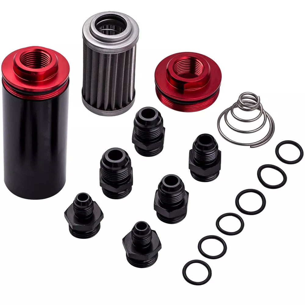 Inline Fuel Filter High Flow 100 Micron Cleanable AN6 AN8 AN10 Adapter ...