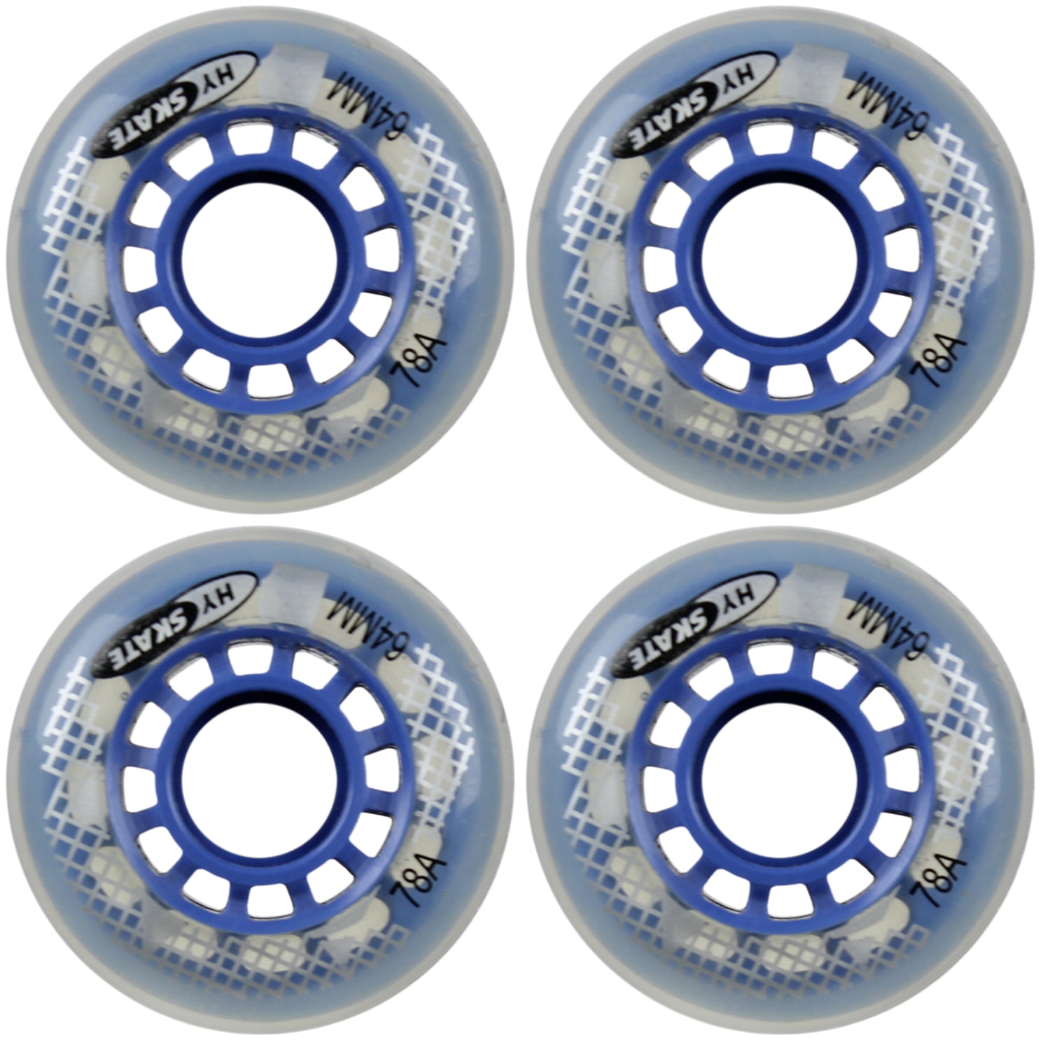 Inline Skate Replacement Wheels 68mm 78A Blue/Clear 4 Pack - Walmart.com