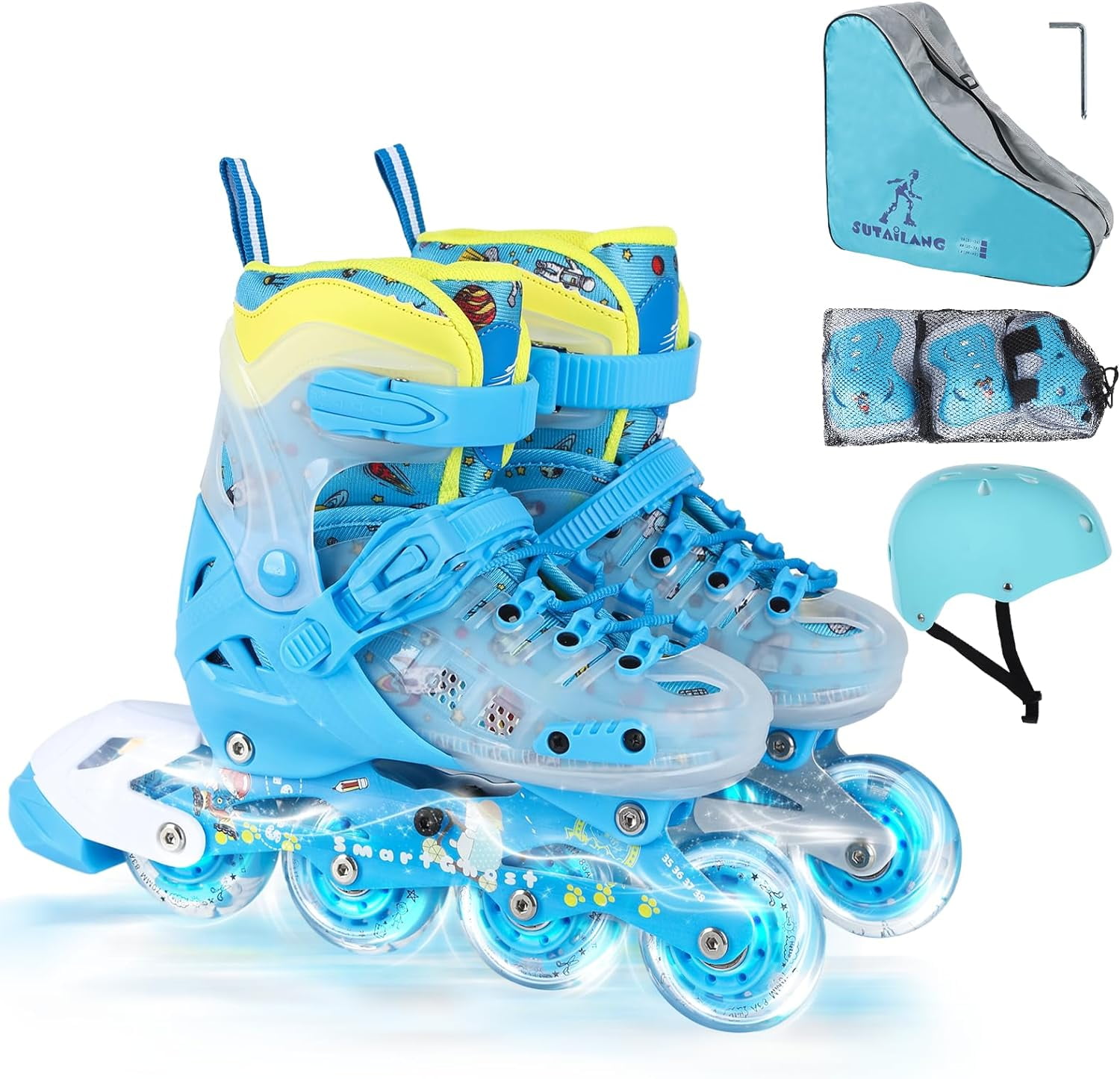 Inline Skates, Adjustable Children Inline Skates with Light up Wheels ...