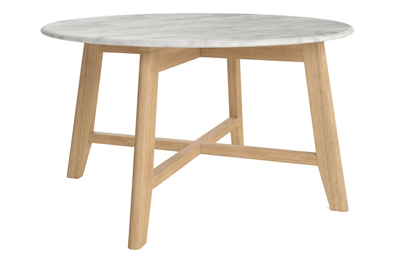 Inmod Mid-Century Modern Colby Coffee Table, Faux Marble, Natural ...