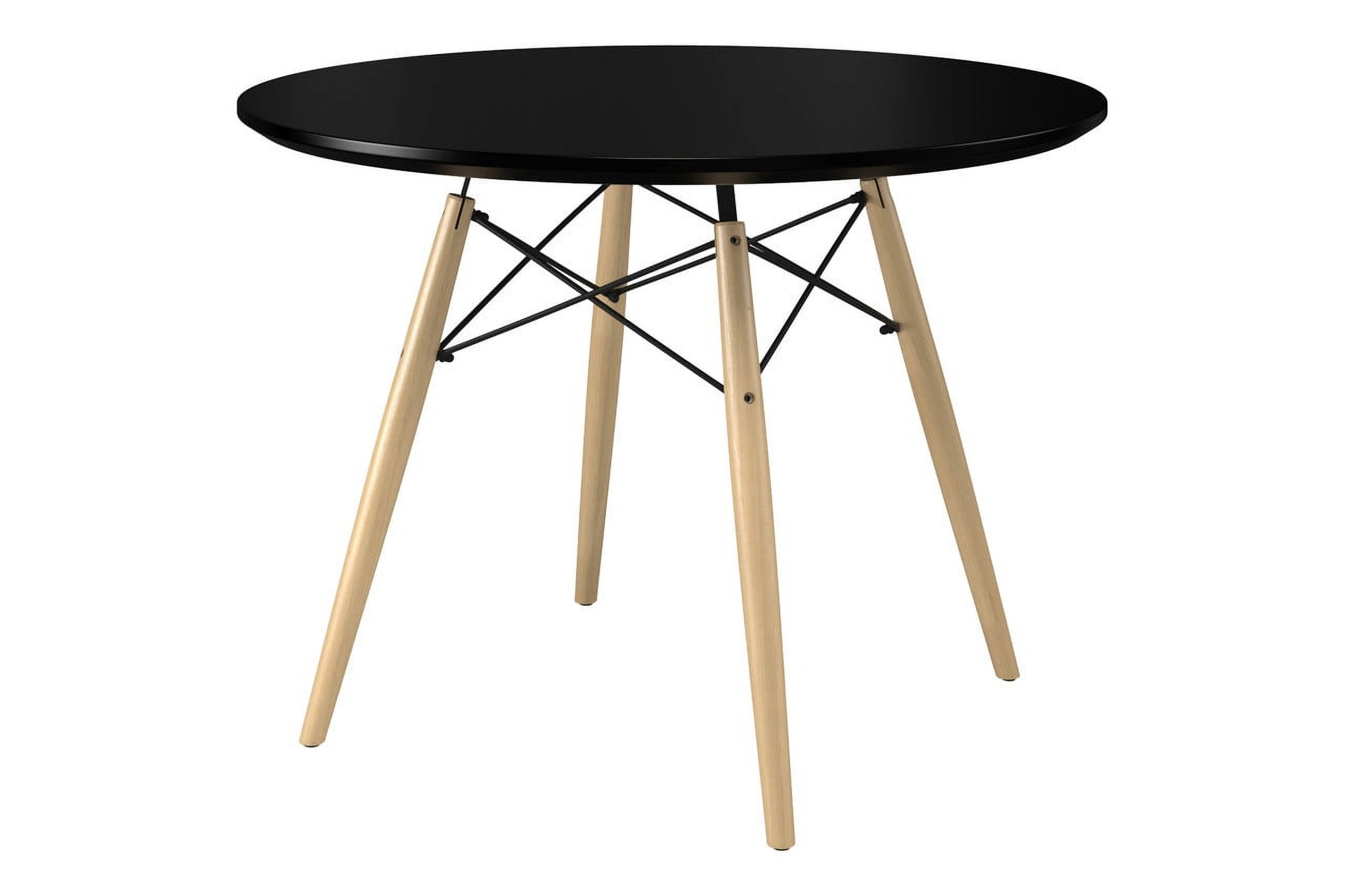 Inmod Mid-Century Modern Eiffel Large Round Dining Table, Natural/Black ...