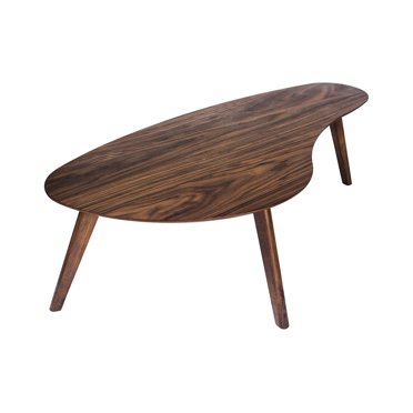 Inmod Mid-Century Modern Kidney Shaped Coffee Table, White/Natural ...