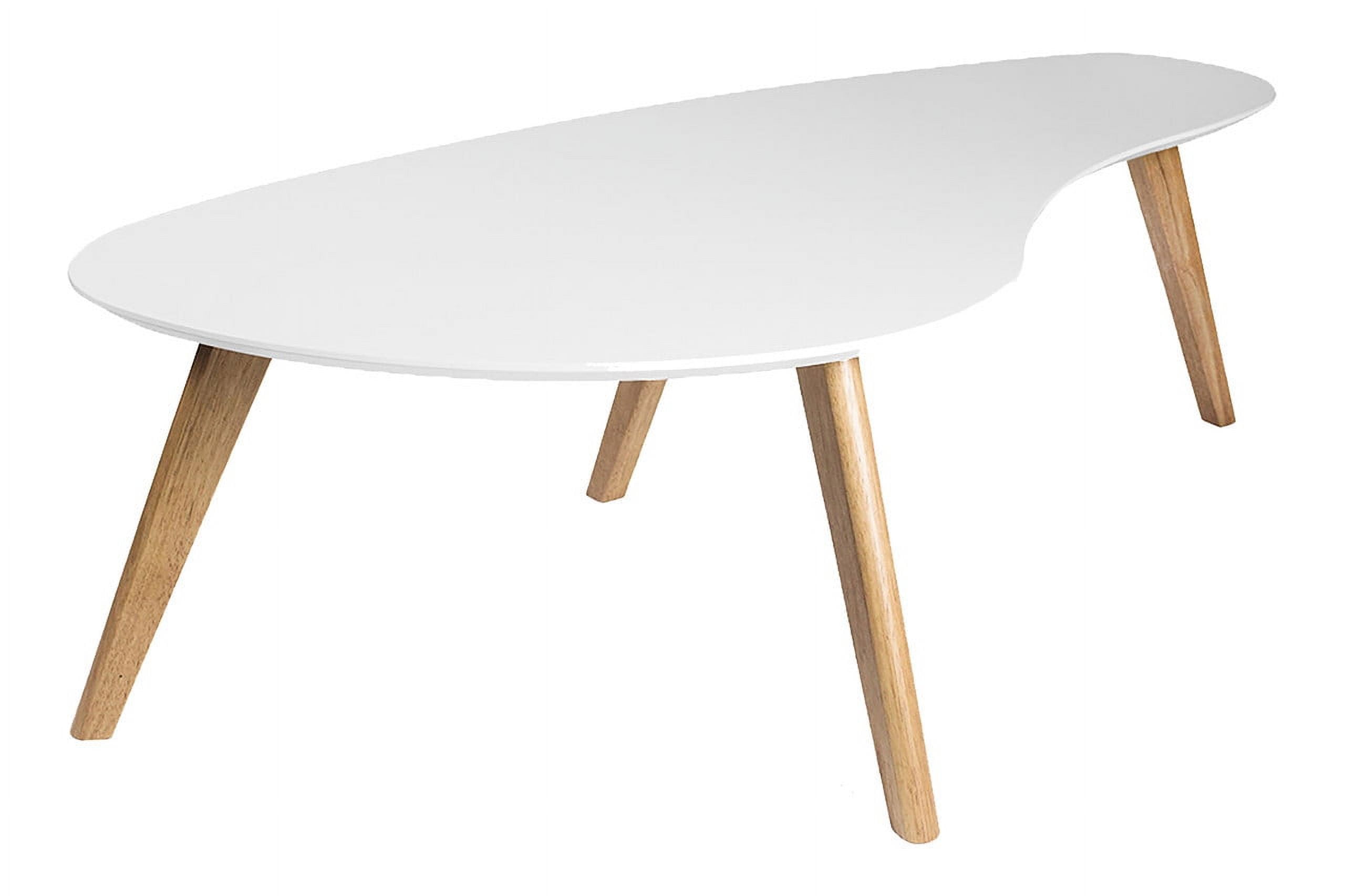 Inmod Mid-Century Modern Kidney Shaped Coffee Table, White/Natural ...