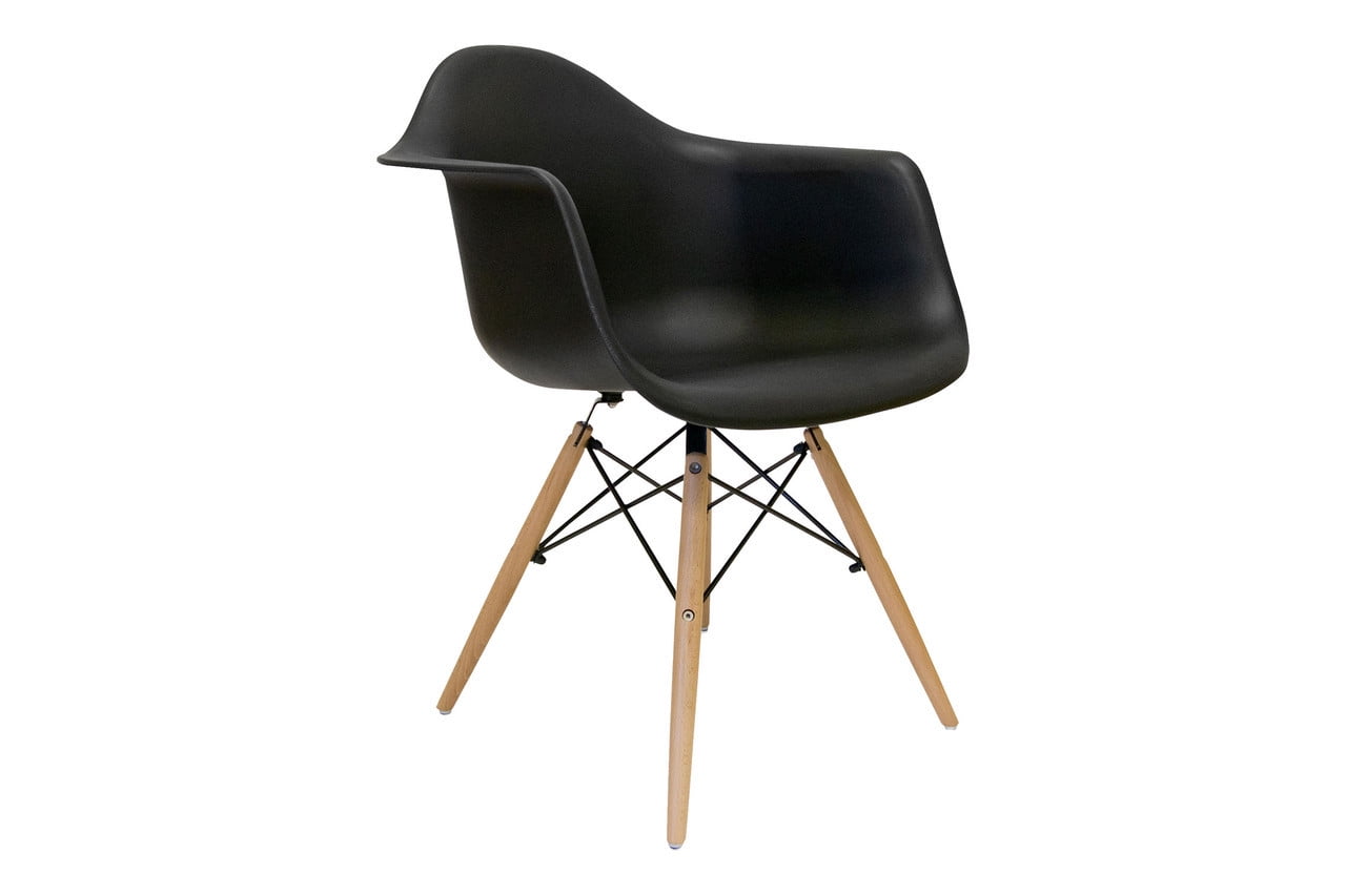 Inmod Mid-Century Modern Molded Plastic Armchair with Wood Legs, Set of ...