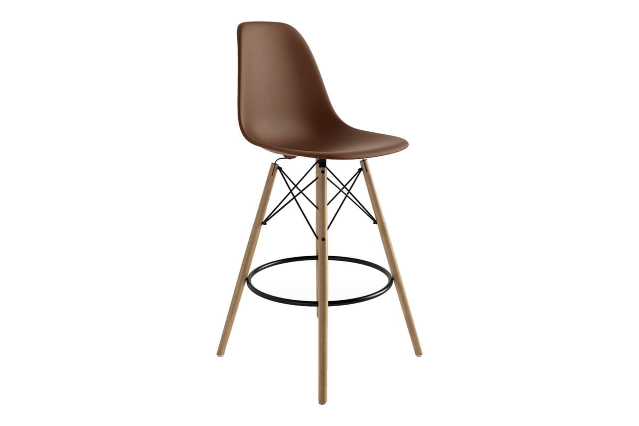 Inmod Molded Plastic Counter Stool with Wood Legs (Set of 2) - Walmart.com
