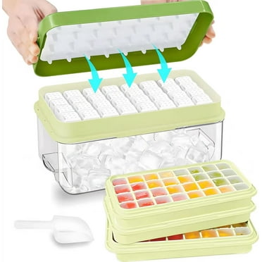 Mini Ice Cube Trays Silicone with Bin for Freezer,4 Packs Small Crushed ...