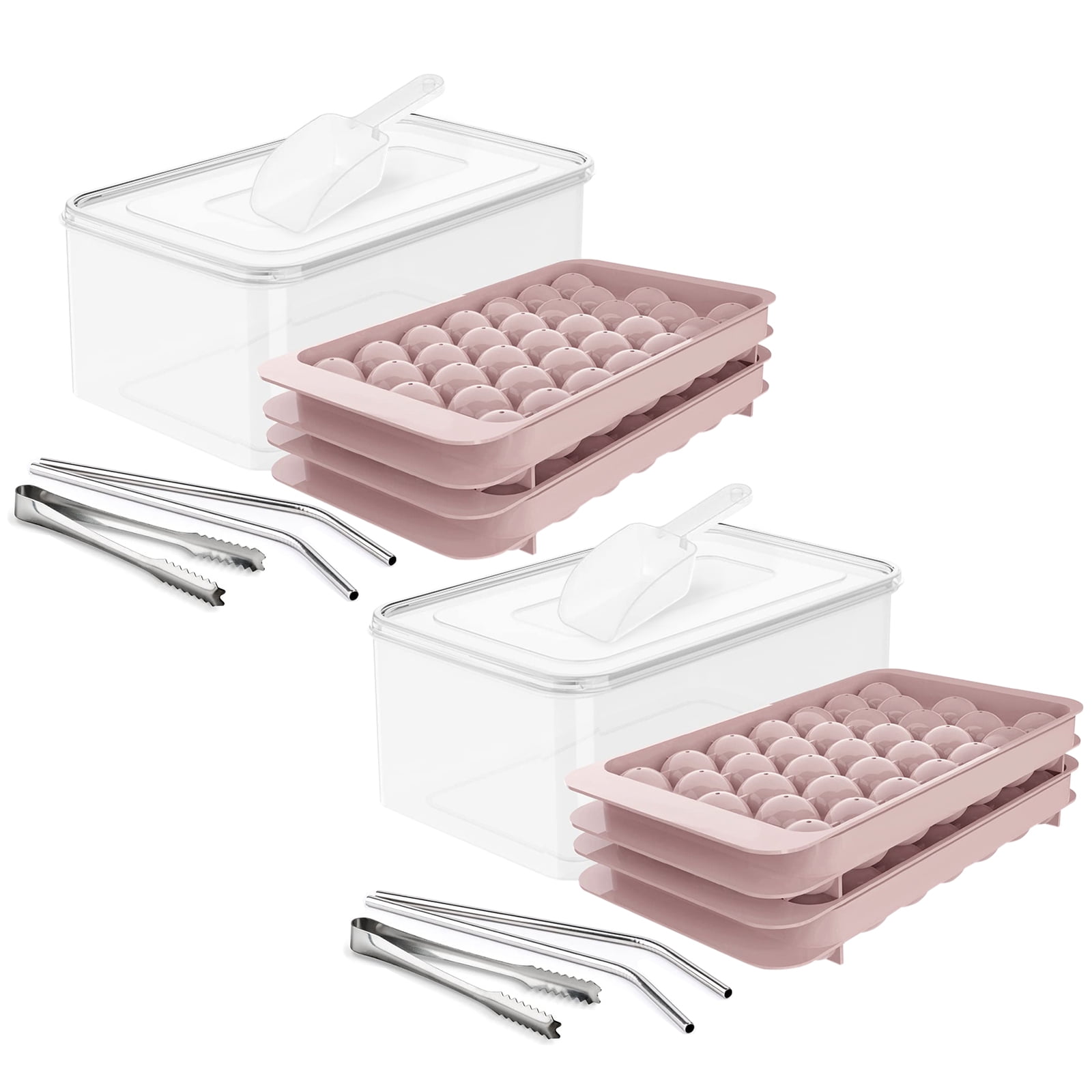 InnOrca Round Ice Cube Tray with Lid & Bin for Freezer, Ice Ball Maker ...