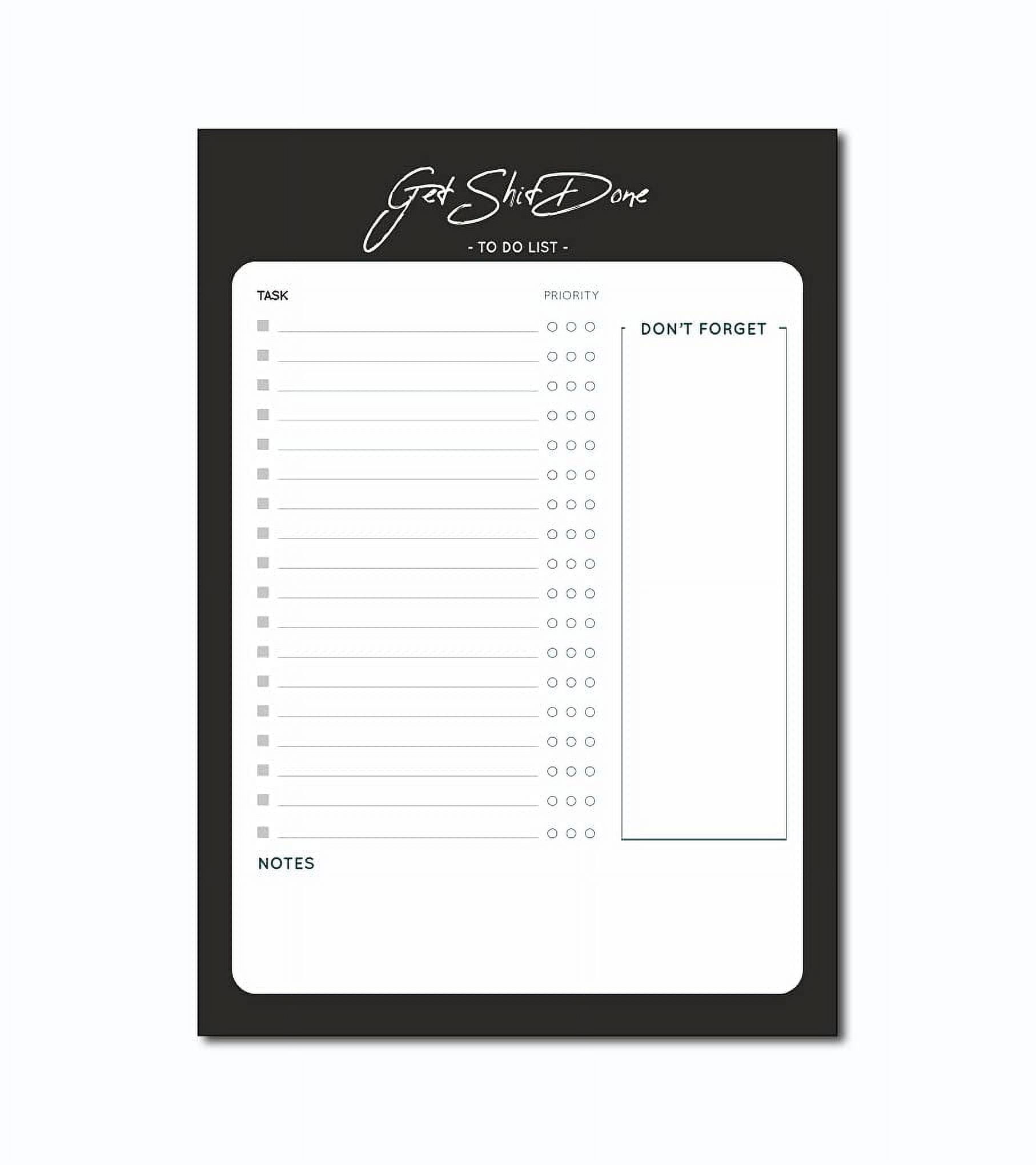 Innaxa Get Shit Done Daily Planner Tear Off Pad, 50 Undated Sheets ...