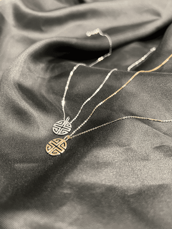 Innaya Jewelry | 18k White Gold, Shou Chinese Symbol; Longevity Motif ...