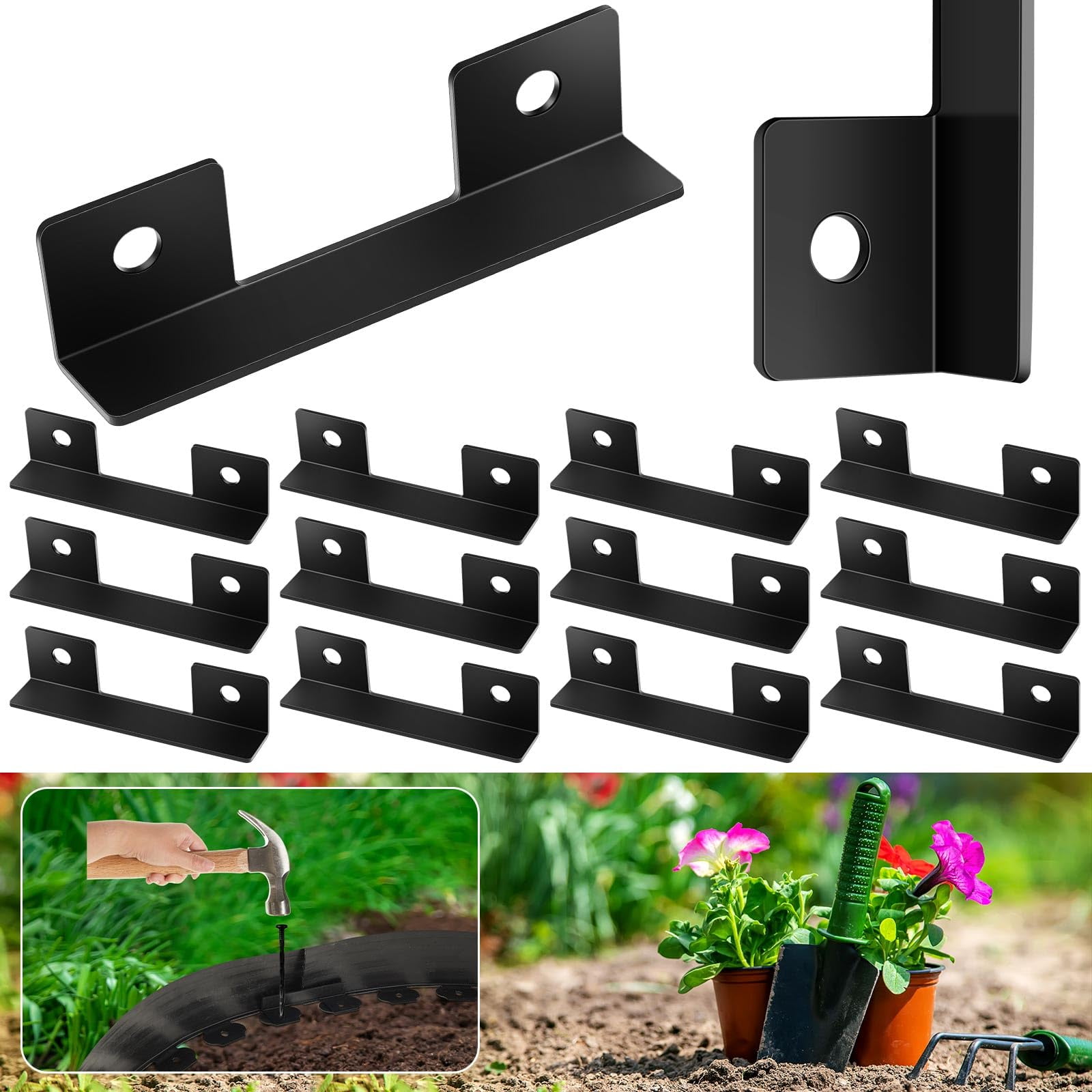 Innconee 20 Pcs No Dig Landscape Edging Connectors Plastic Landscape ...