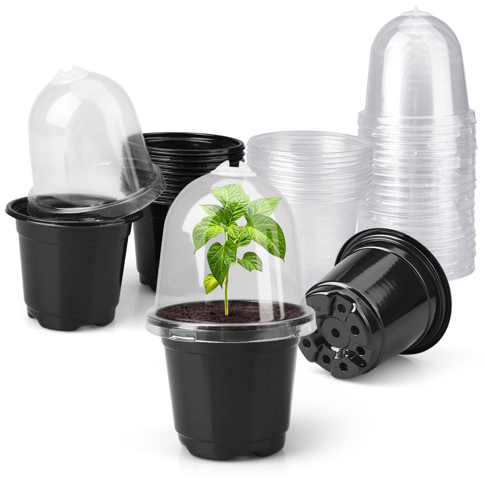 Innens 10-50Pcs Plastic Seedling Pots with Humidity for Plants Garden ...