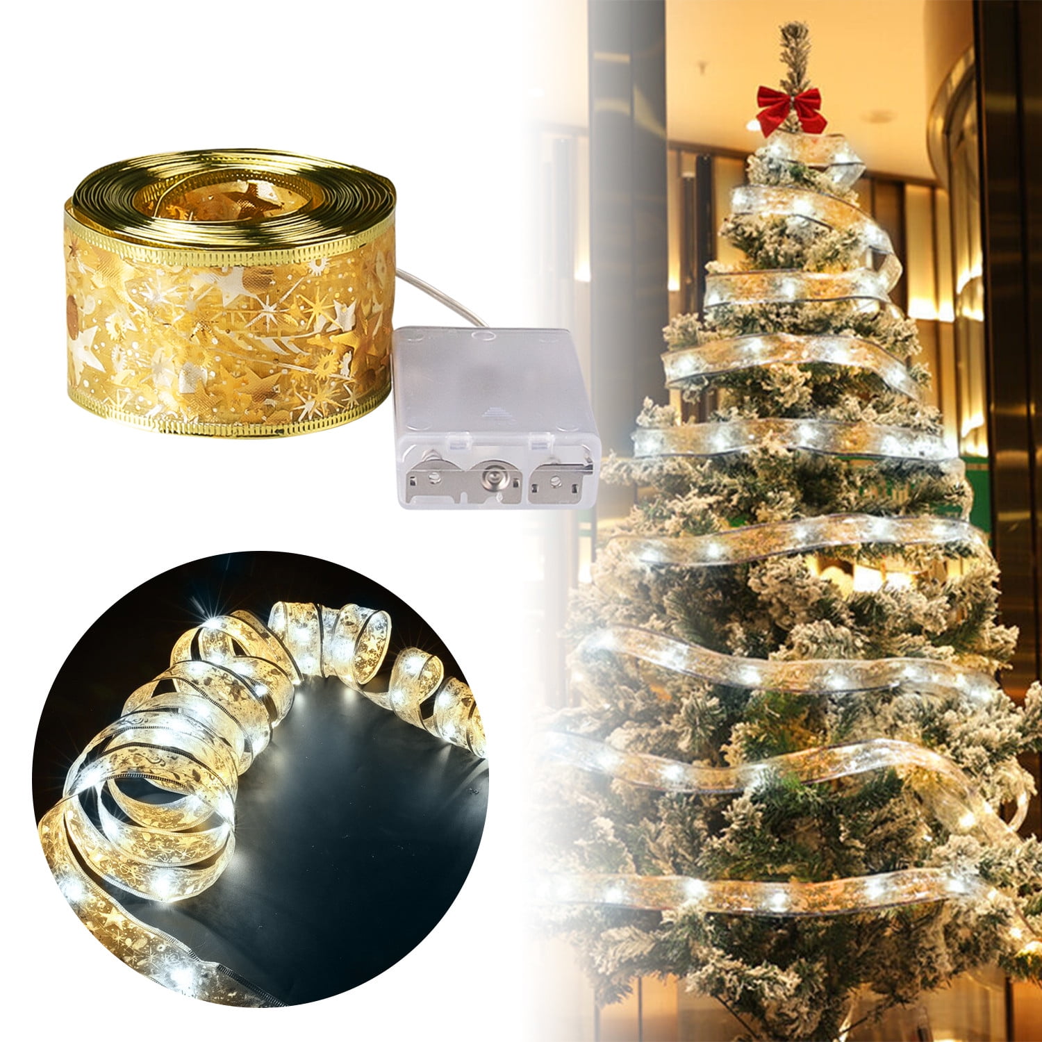 Innens 16.4FT Christmas Ribbon Lights 50LED Xmas String Lights for ...