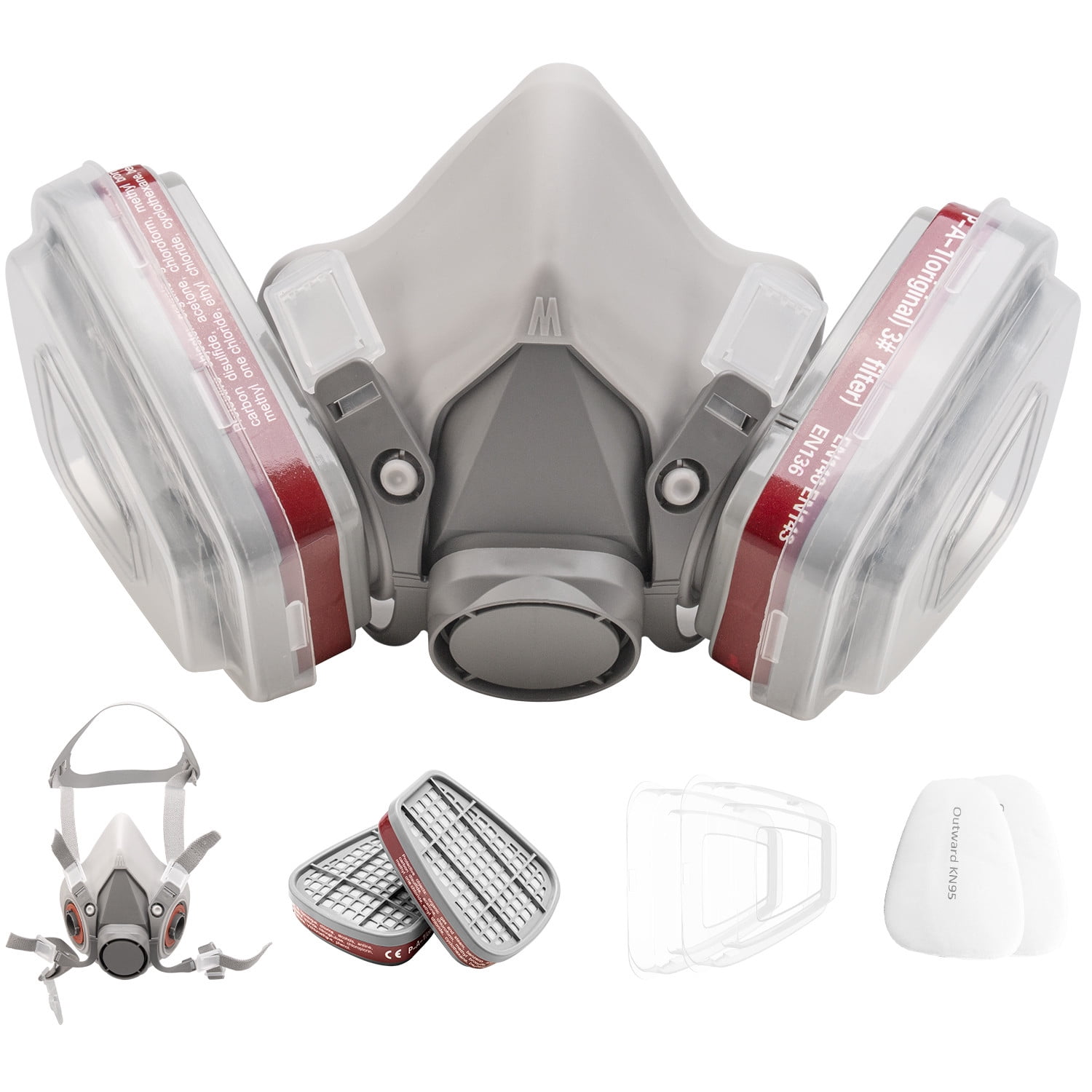 Innens 17 in 1 Half Face Gas Mask Facepiece Spray Painting Respirator ...