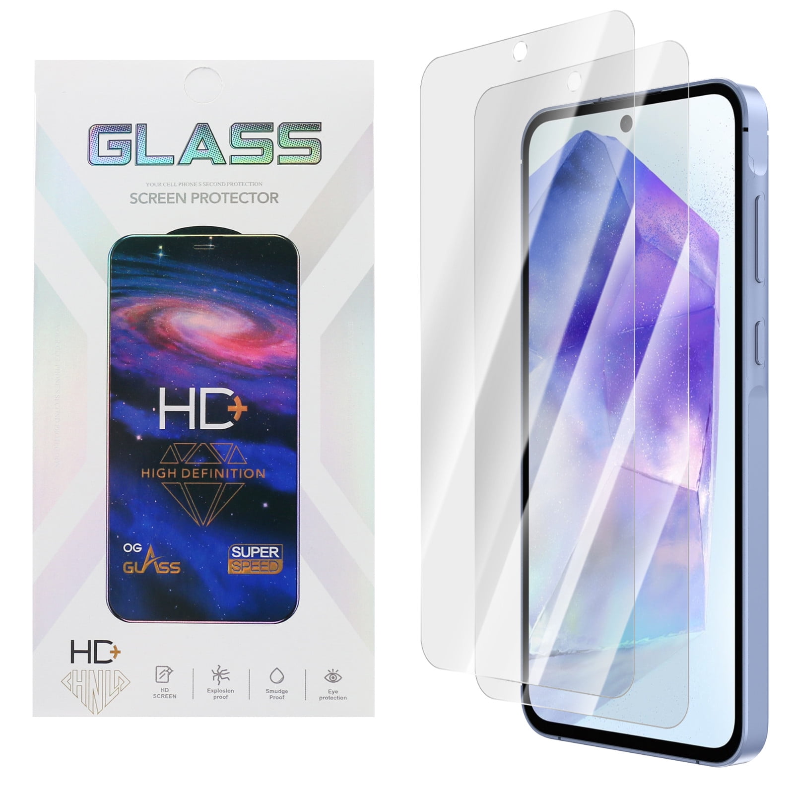 Innens 2Pcs for Samsung Galaxy A15/A25/A55 5G 6.5inch Screen Protector Tempered Film, Clear ...