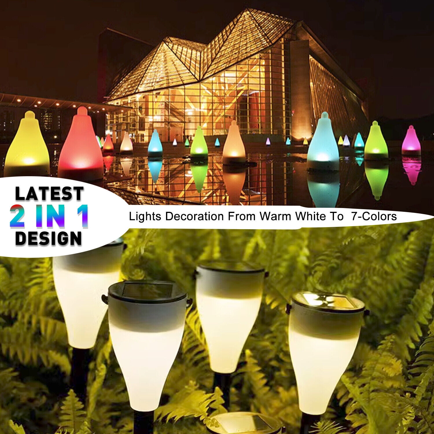 Innens 6Pack Color Changing Solar Pathway Light 2-in-1 Garden Hanging ...