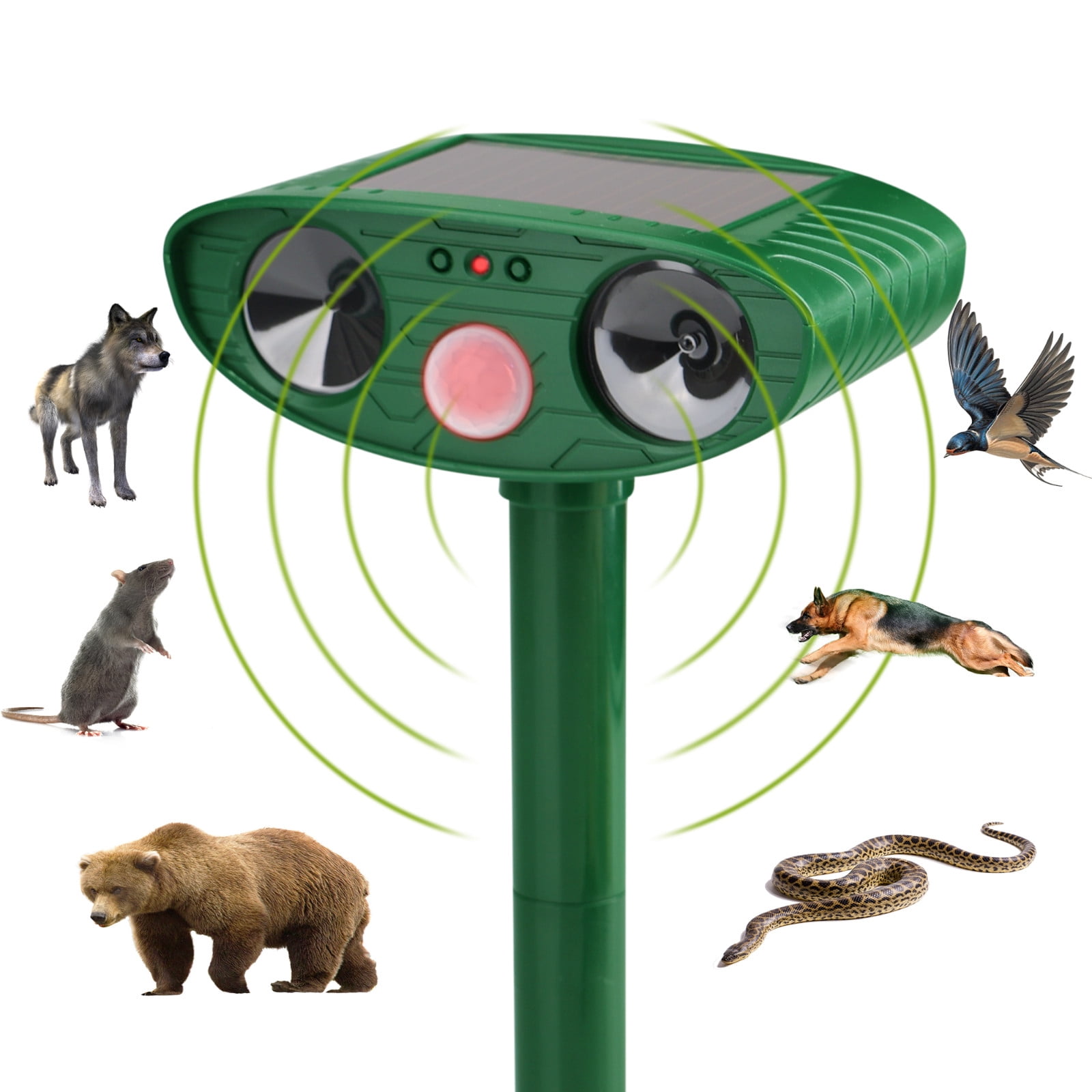 Innens Animal Repeller Ultrasonic Solar Outdoor Pest Cat Mice Deer ...
