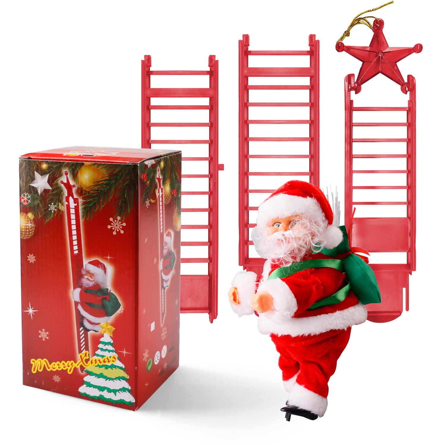 Innens Christmas Hanging Decoration Electric Santa Claus Climb Ladder ...