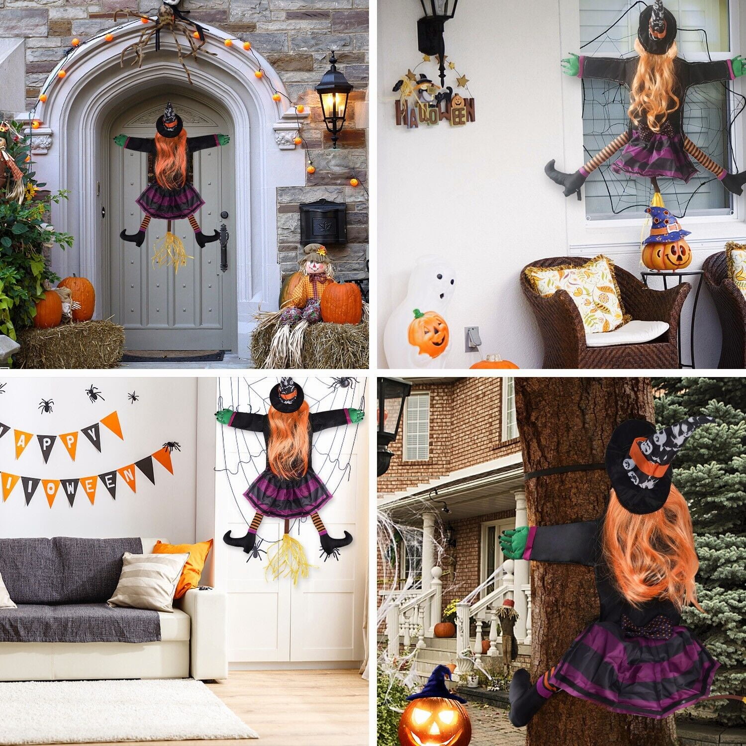 Innens Halloween Crashing Witch Outdoor Decor Tree-Hugging Witch ...