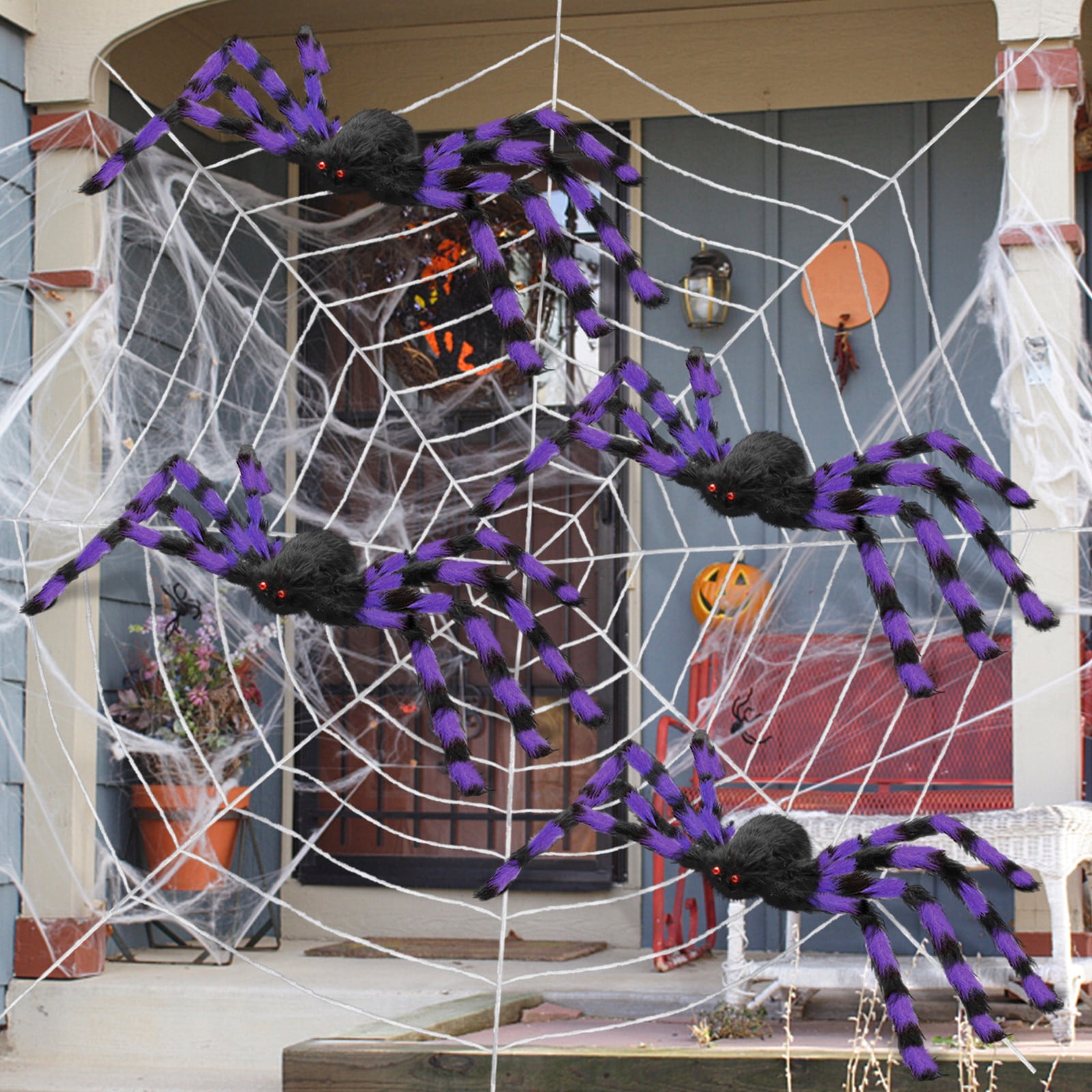 Innens Halloween Spider Web Decoration 11.8ft Giant Spider Web with 35 ...