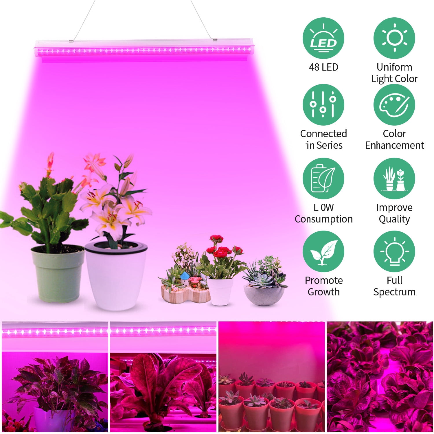 Innens LED Grow Light Full Spectrum Hanging 48LED Plant Growing Lamp ...
