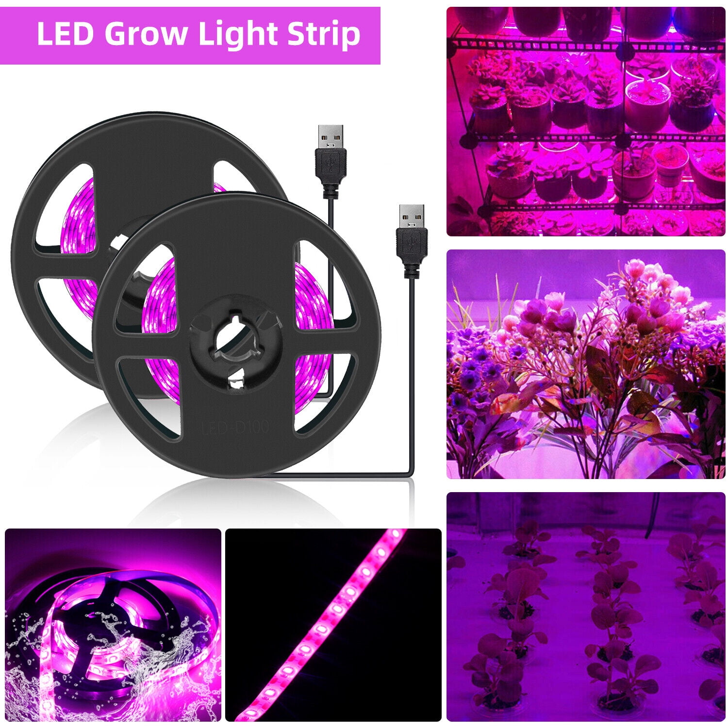 Innens LED Grow Light Strip USB Powered Full Spectrum Lamp Waterproof ...