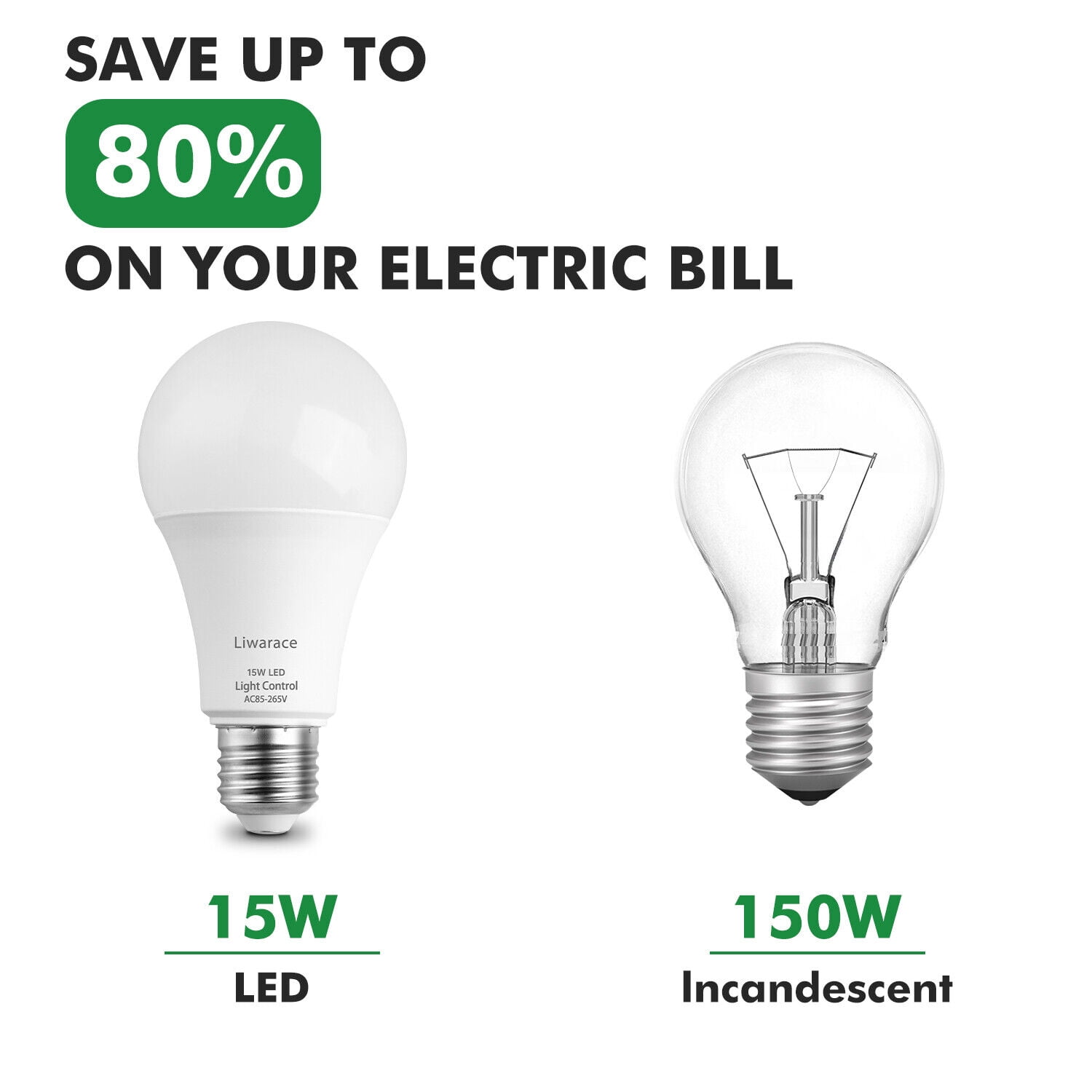 Innens LED Light Bulb 50W 90W 150W Watt Light Control Bright Cool ...