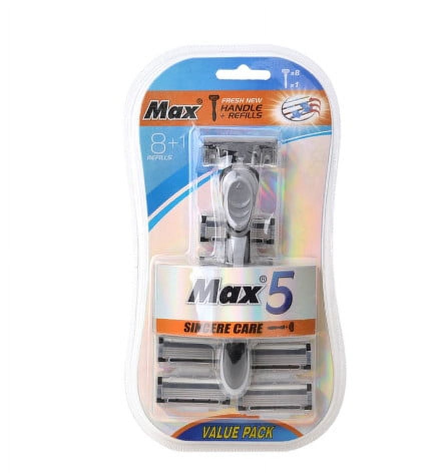 Innens Men's 5-Blade Manual Razor Handle and 8 Razor Blade Refills ...