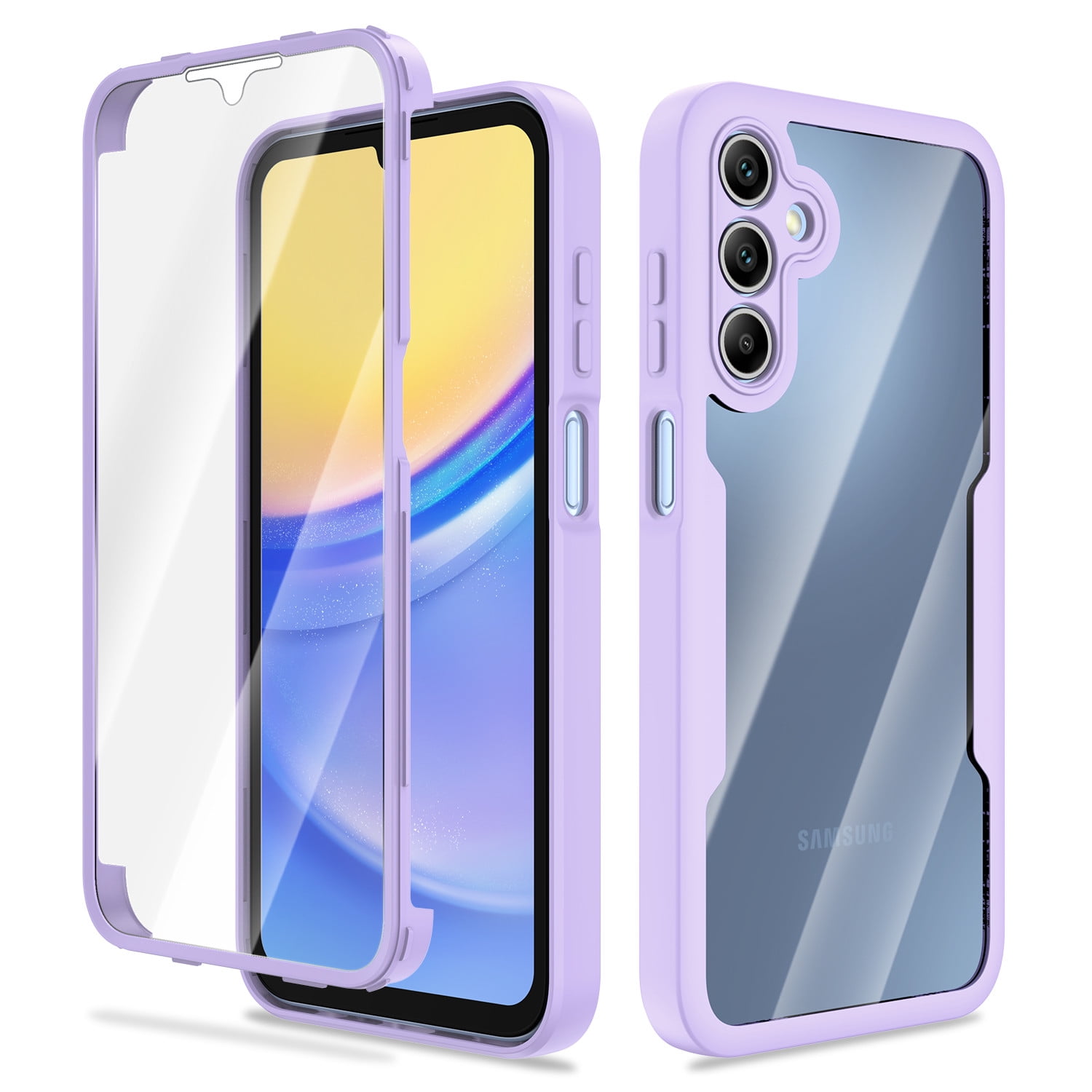 Innens Phone Case with Built-in Screen Protector for Samsung Galaxy A15 5G 6.5 inch Purple ...