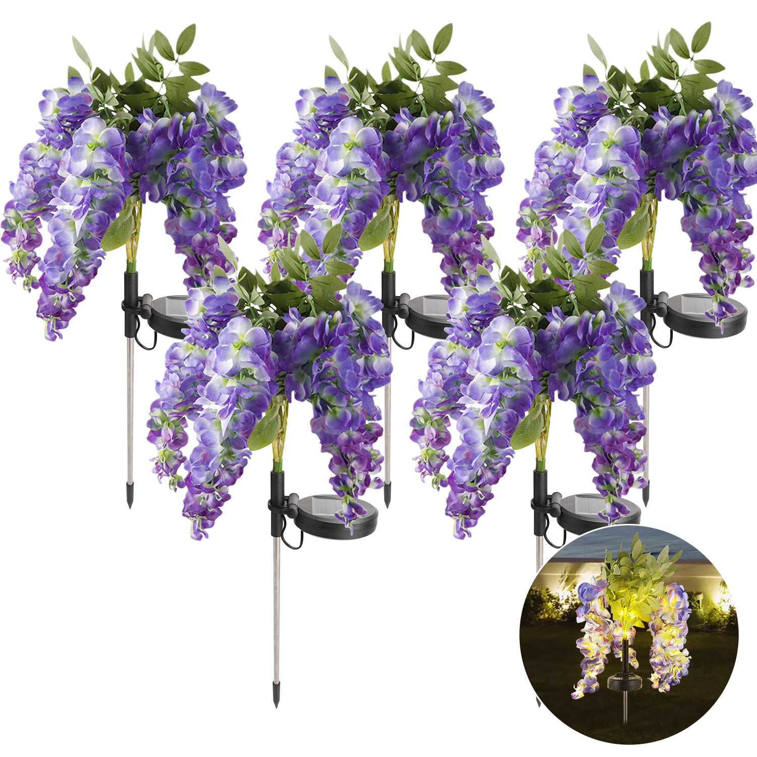 Innens Solar Flower Lights Wisteria Flowers Waterproof Garden Stake ...
